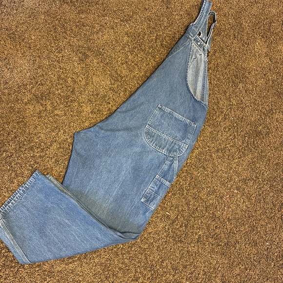 Other | Blue Denim Overalls With Metal Clasp And Worn Look | Poshmark